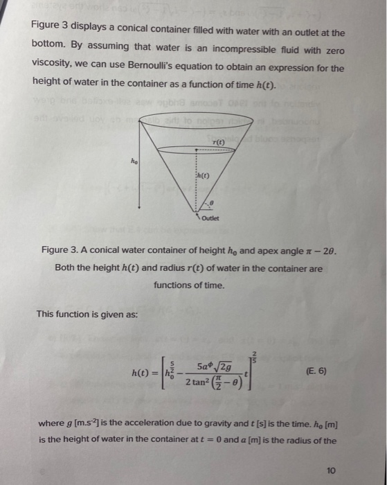 Solved Figure 3 displays a conical container filled with | Chegg.com