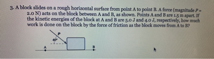Solved 3. A block slides on a rough horizontal surface from | Chegg.com