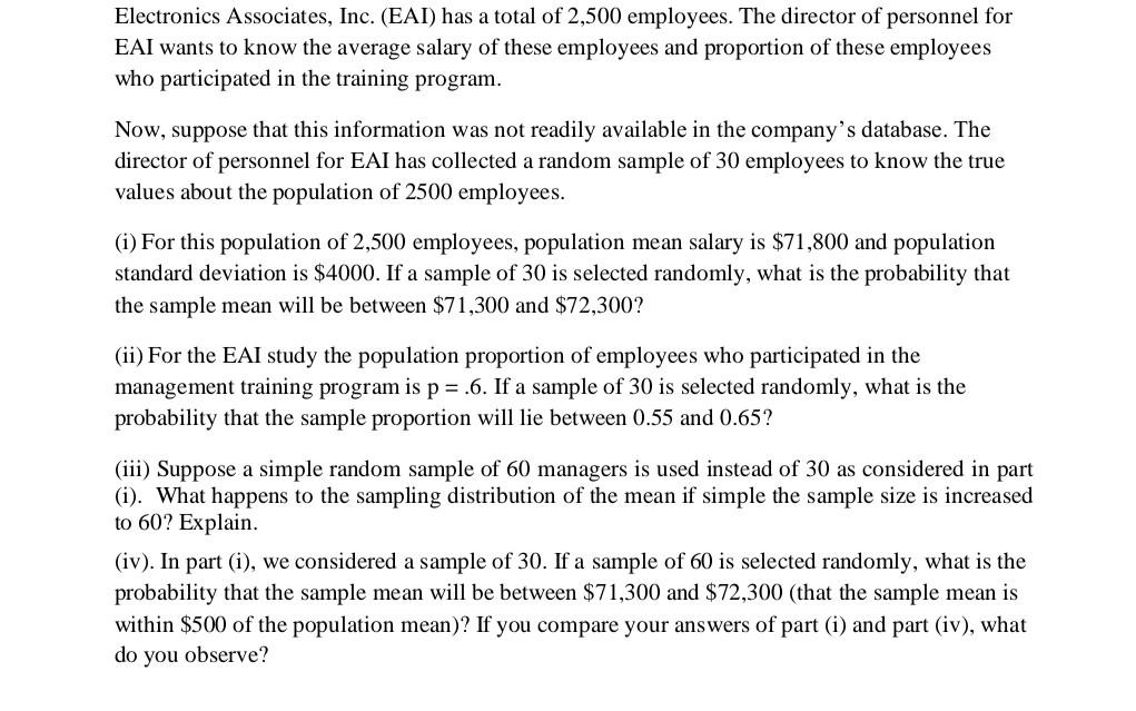 Solved Electronics Associates, Inc. (EAI) has a total of | Chegg.com