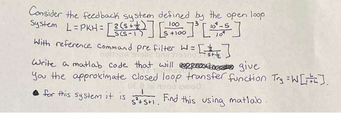 Solved Consider the feedback system defined by the open loop | Chegg.com