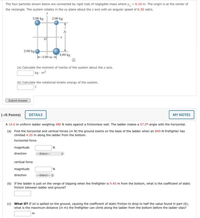 Solved The four particles shown below are connected by rigid | Chegg.com