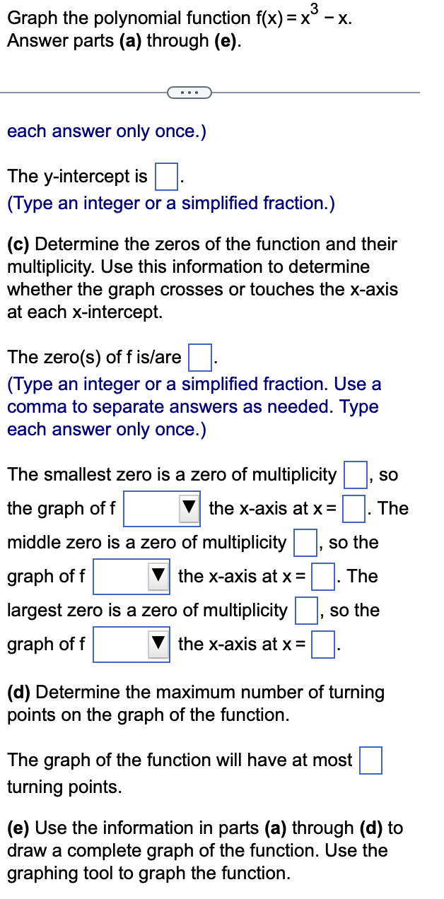 Solved Graph the polynomial function \( ﻿f(x)=x^{3}-x \) | Chegg.com