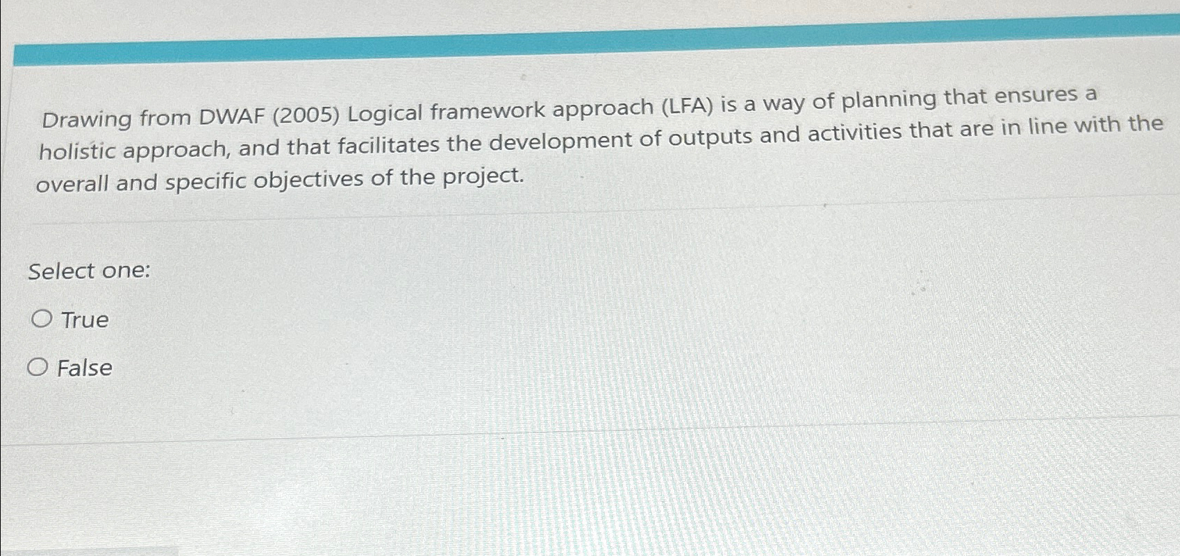 Solved Drawing from DWAF (2005) ﻿Logical framework approach | Chegg.com
