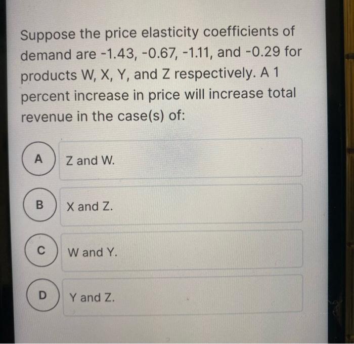 Solved Suppose the price elasticity coefficients of demand | Chegg.com
