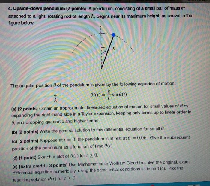 Solved 4. Upside-down pendulum (7 points) A pendulum, | Chegg.com