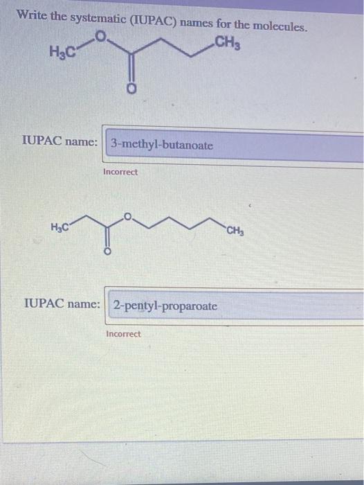 Solved Write the systematic (IUPAC) names for the molecules. | Chegg.com