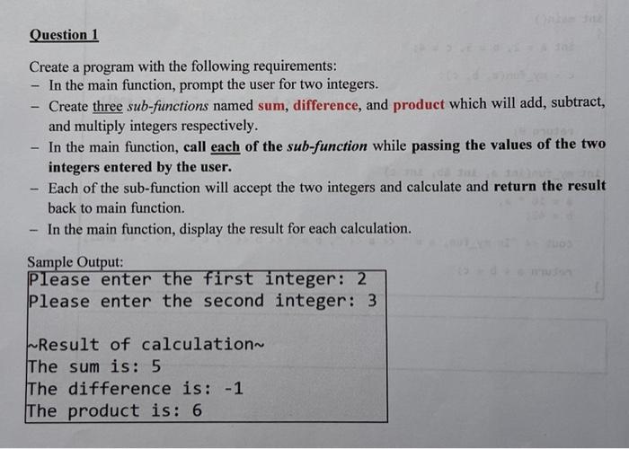 Solved Create a program with the following requirements: - | Chegg.com