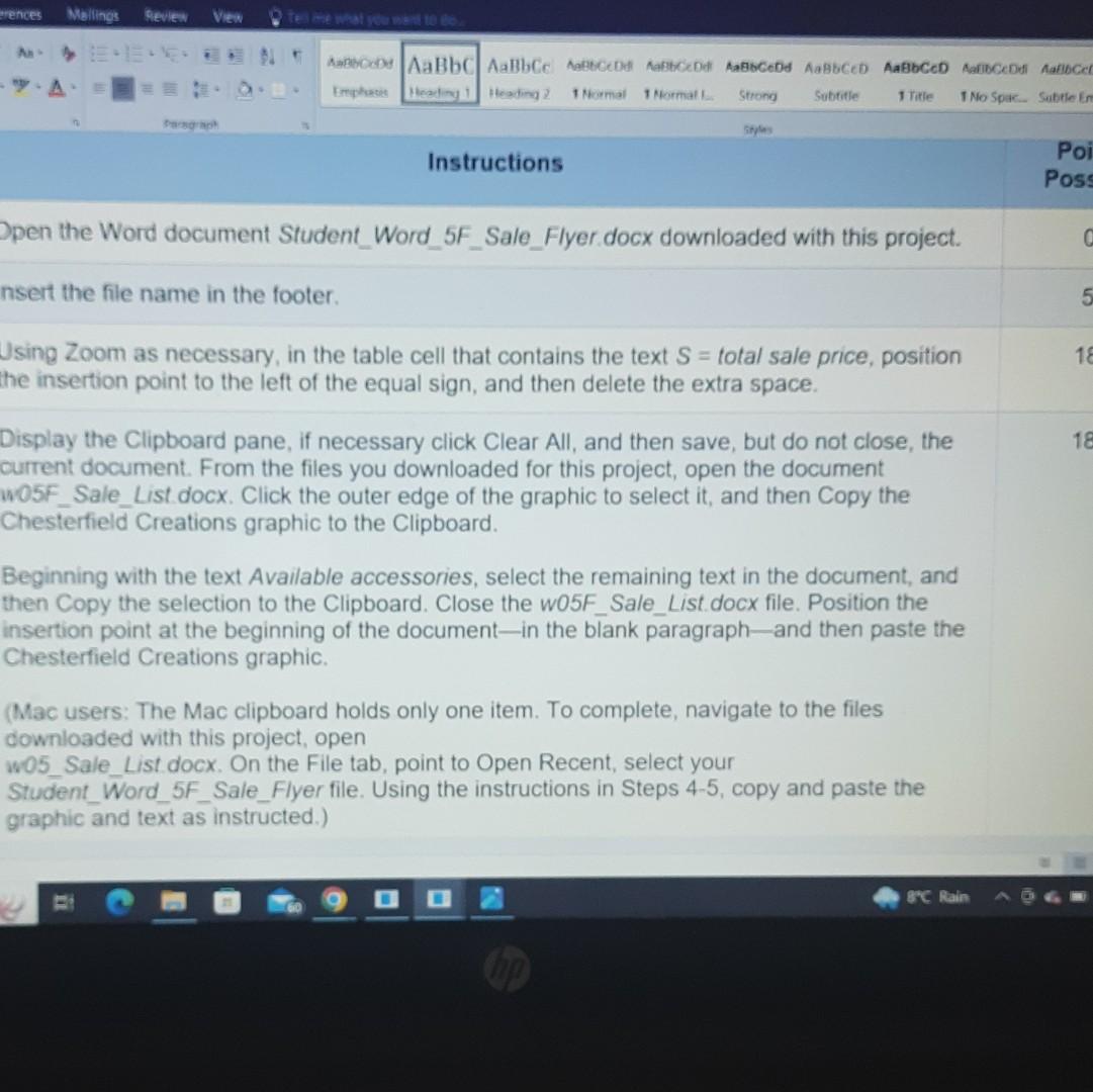 Solved Instructions Dpen the Word document | Chegg.com