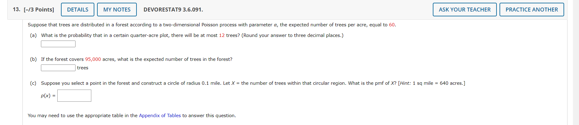 Solved Suppose that trees are distributed in a forest | Chegg.com