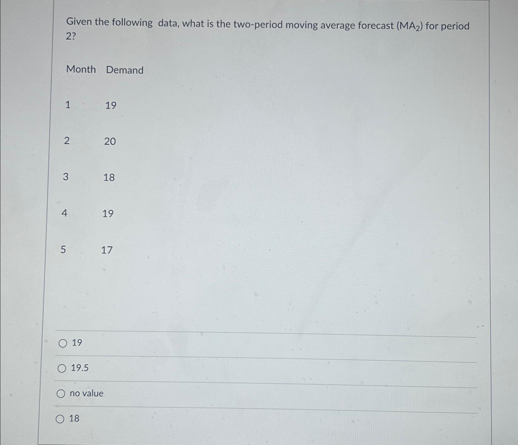 Solved Given the following data, what is the two-period | Chegg.com