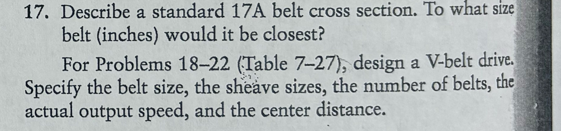 Solved Describe a standard 17A belt cross section. To what | Chegg.com