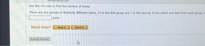 Use the mn rule to find the number of items. There | Chegg.com