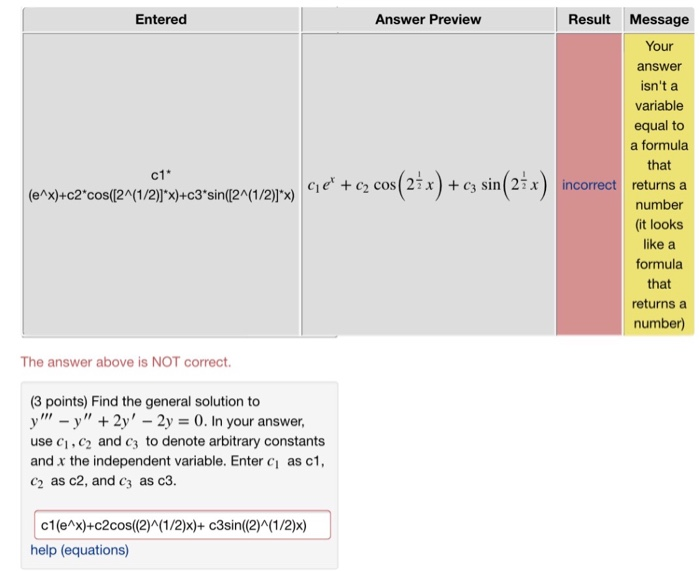Solved Entered Answer Preview Result Message Your answer | Chegg.com