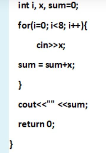 Solved int i, x, sum=0; for(i=0; i >x; sum = | Chegg.com