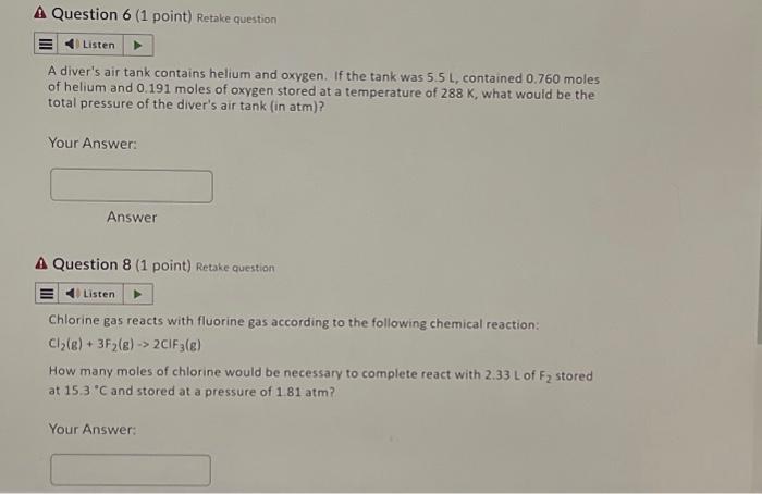 Solved A Question 6 (1 point) Retake question Listen A | Chegg.com