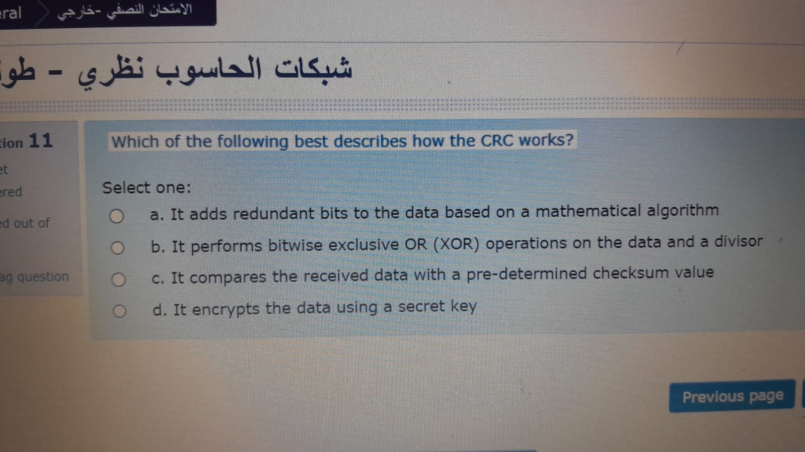 Solved Which of the following best describes how the CRC | Chegg.com