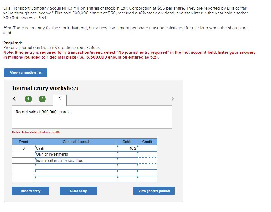 Solved Ellis Transport Company acquired 1.3 ﻿million shares | Chegg.com
