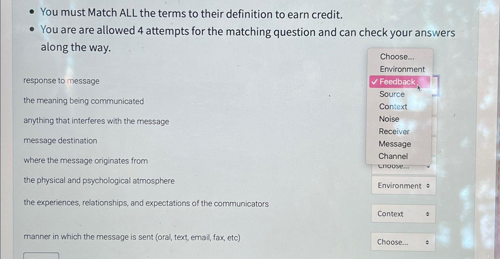 Solved You must Match ALL the terms to their definition to | Chegg.com