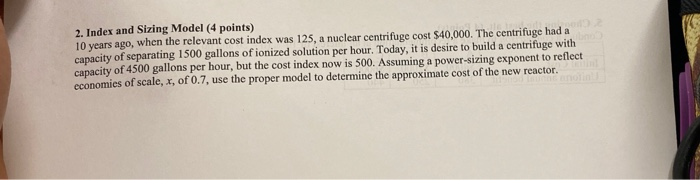 Solved 2. Index and Sizing Model (4 points) 10 years ago, | Chegg.com