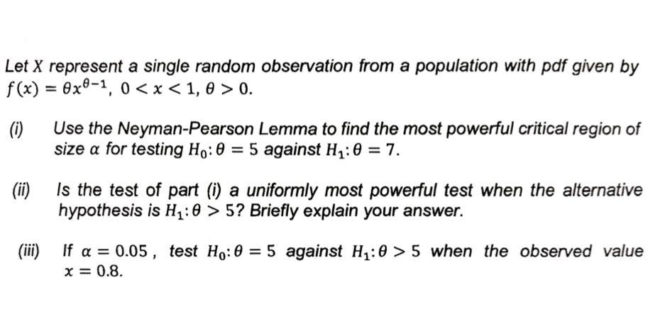 Solved Let x ﻿represent a single random observation from a | Chegg.com