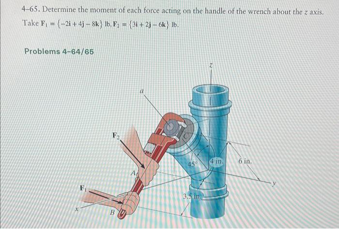 Solved 4-65. Determine the moment of each force acting on | Chegg.com