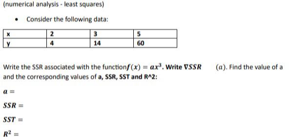 Solved (numerical analysis - ﻿least squares)(Do mathematical | Chegg.com