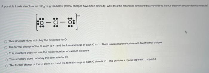 Solved A possible Lewis structure for CIO₂ is given below | Chegg.com