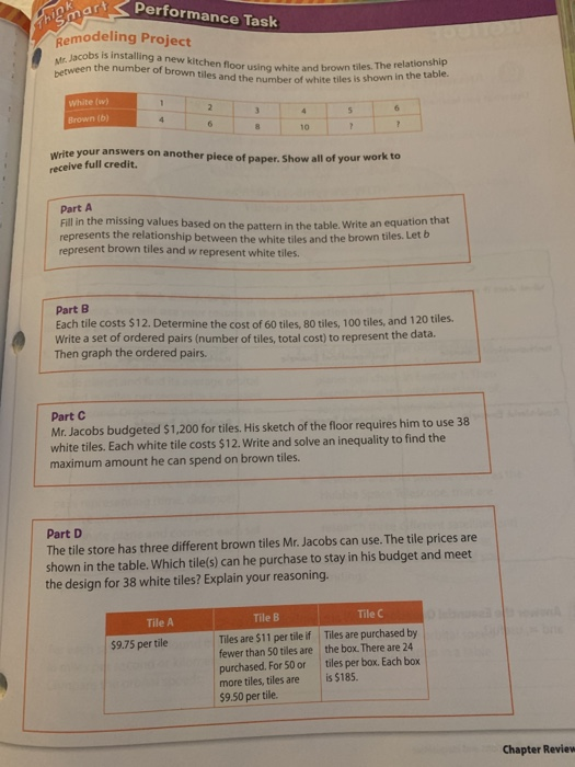 Solved ckmart Performance Task Remodeling Project lacobs is | Chegg.com