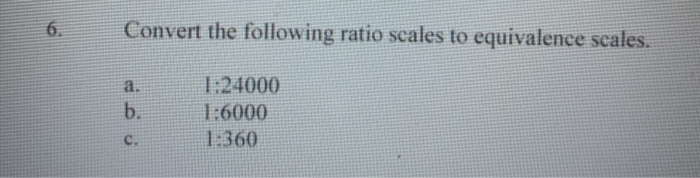 Solved Convert the following ratio scales to equivalence | Chegg.com