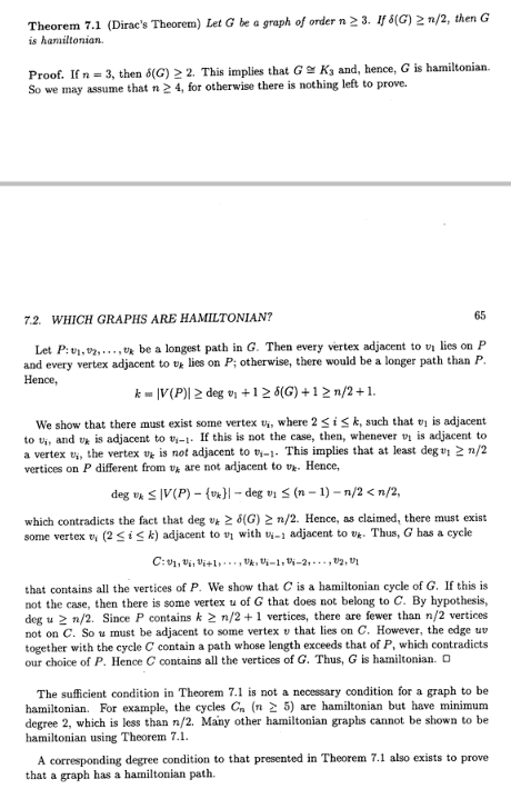Solved Theorem 7.1 (Dirac's Theorem) Let G be a graph of | Chegg.com