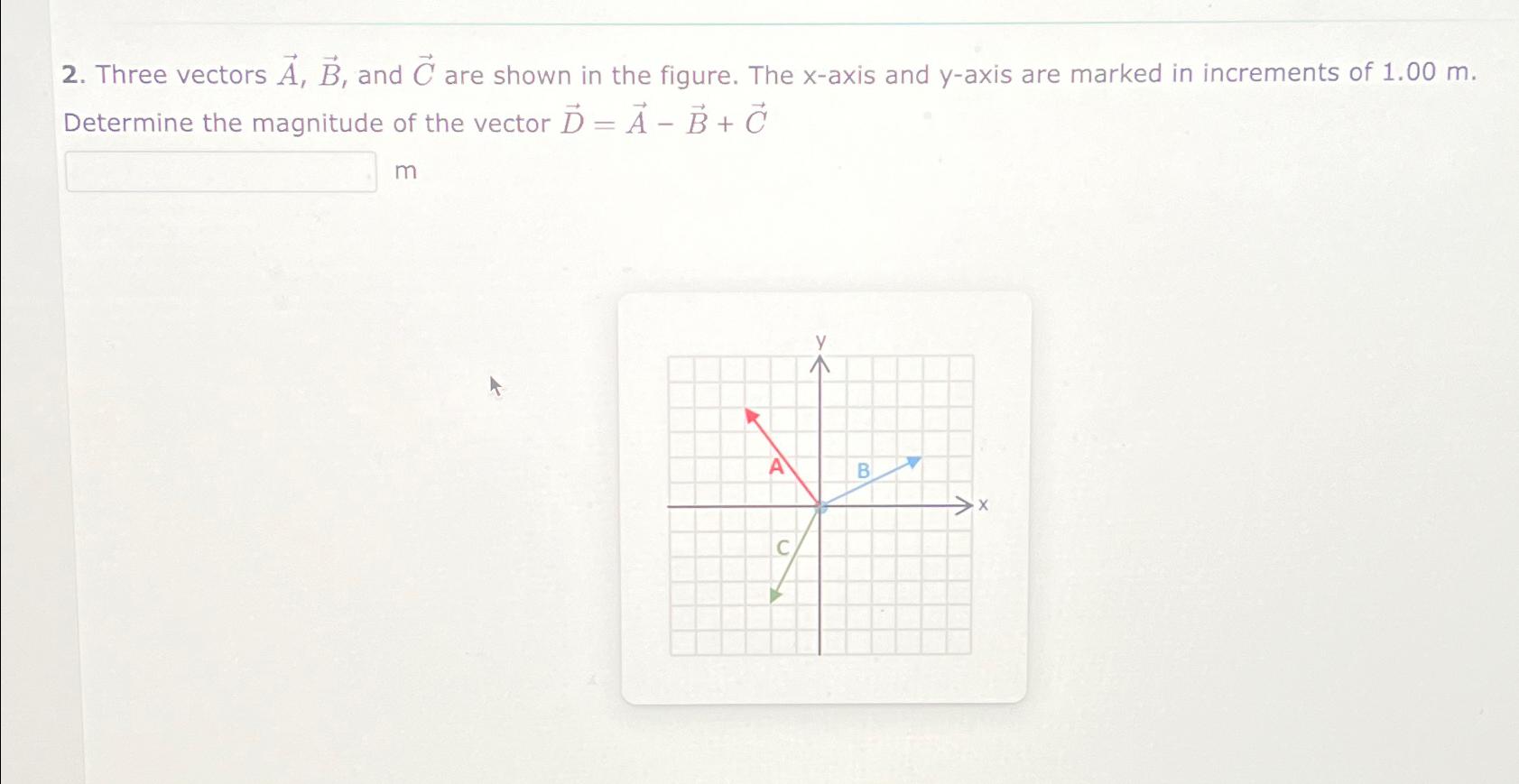 Solved Three vectors vec(A),vec(B), and vec(C) are shown in | Chegg.com