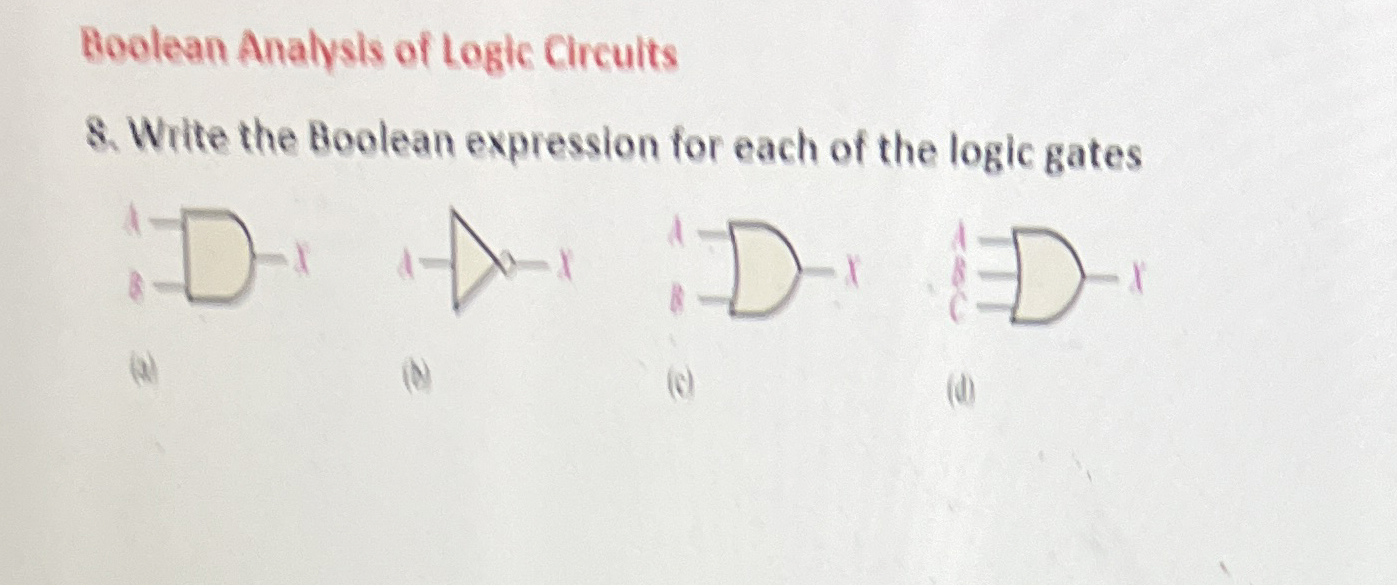 Solved Boolean Analysis of Logic Circuits8. ﻿Write the | Chegg.com