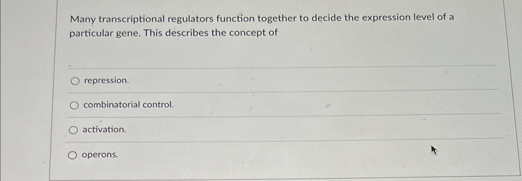 Solved Many transcriptional regulators function together to | Chegg.com