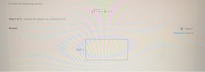 Solved Consider The Following Relation Vi X 4y 1 Step