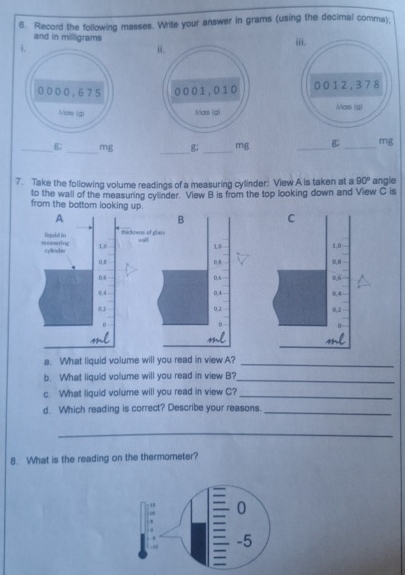 Solved Record the following masses. Wite your answer in | Chegg.com