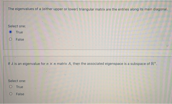 Solved The eigenvalues of a (either upper or lower) | Chegg.com