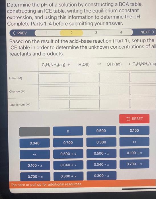 Solved Determine the pH of a solution by constructing a BCA | Chegg.com