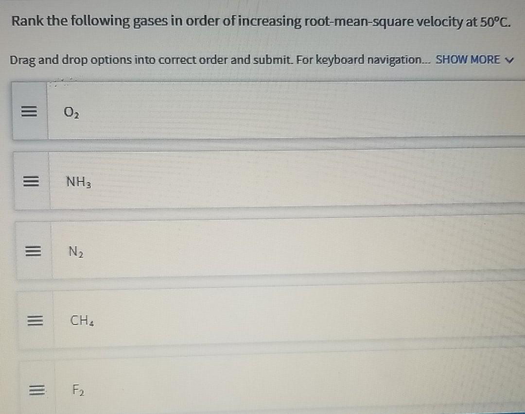 Solved Rank the following gases in order of increasing | Chegg.com