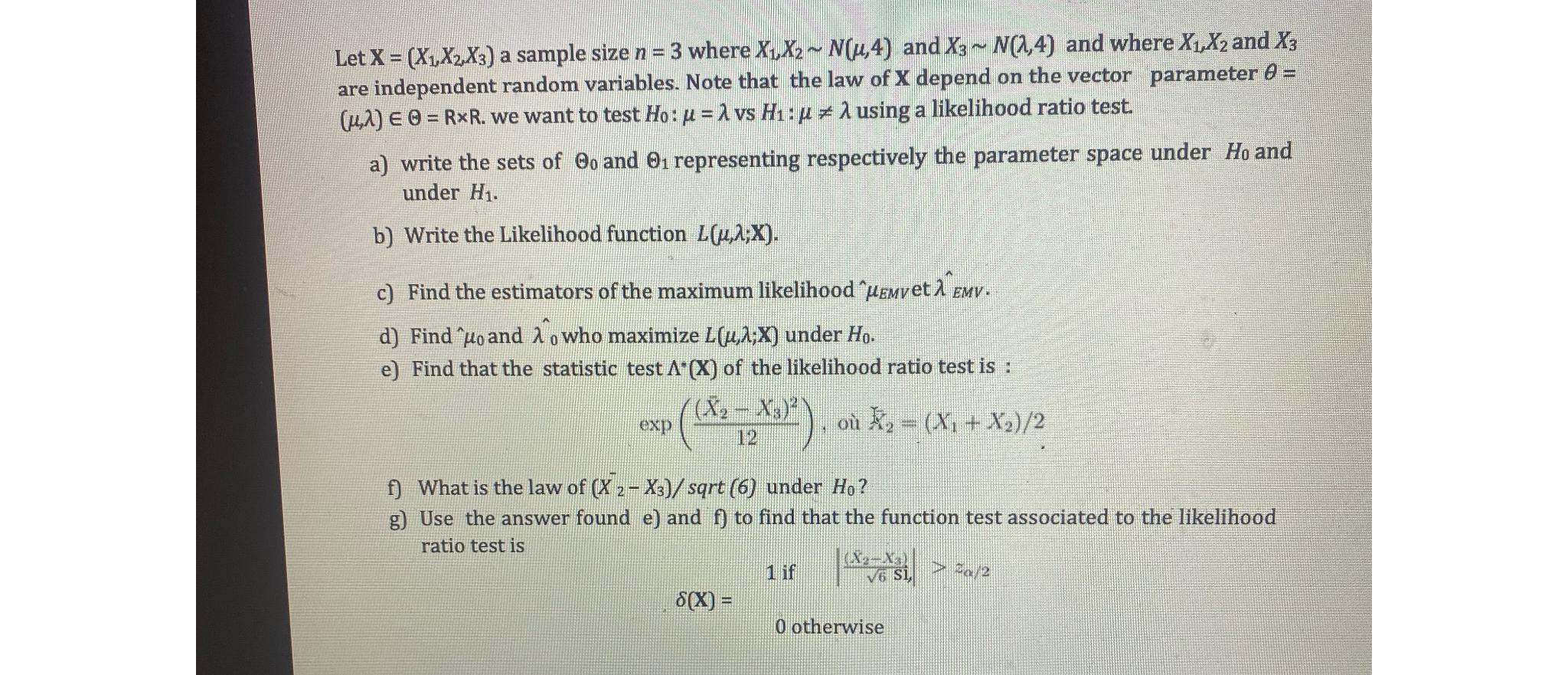 Solved Let x=(x1,x2,x3) ﻿a sample size n=3 ﻿where | Chegg.com
