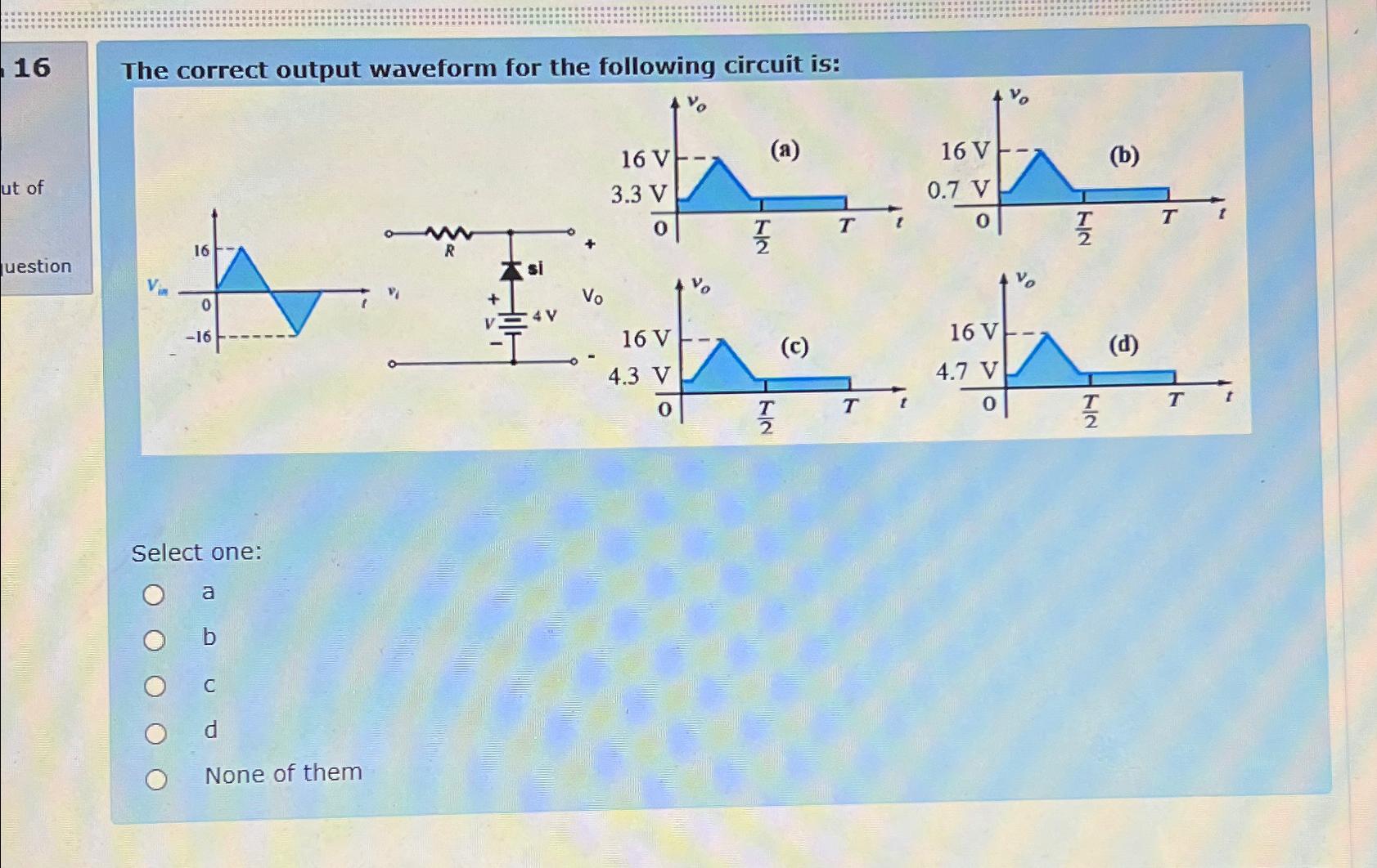 16the Correct Output Waveform For The Following 