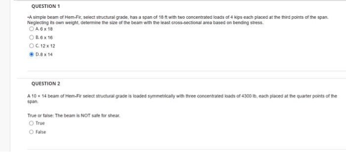 Solved - A simple beam of Hem-Fir, select structural grade, | Chegg.com