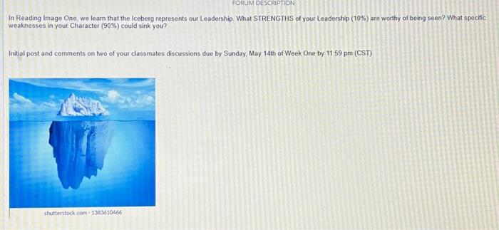 Solved In Reading Image One, we learn that the Iceberg | Chegg.com