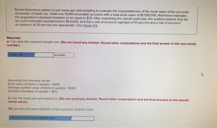 Rachel Robertson wishes to use mean-per-unit sampling | Chegg.com