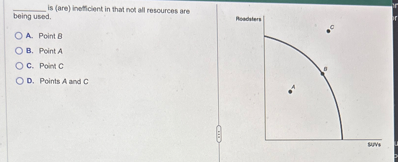 Solved is (are) ﻿inefficient in that not all resources are | Chegg.com