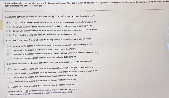 Solved Jordan and Amari run a 200-meter race, and Jordan | Chegg.com