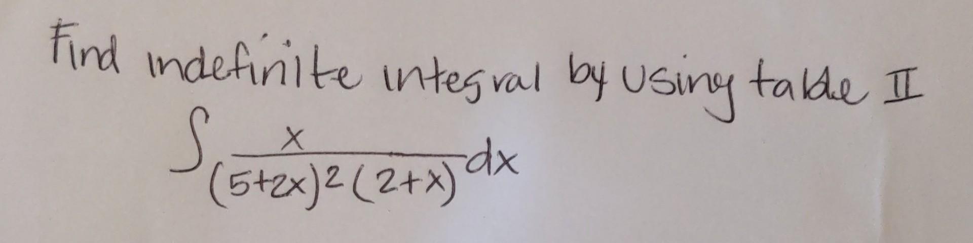 Solved Find indefinite integral by using table II | Chegg.com