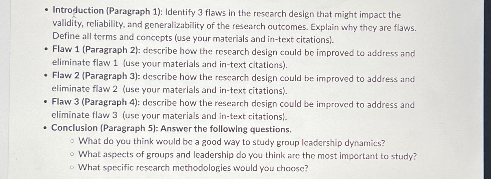 Solved Introduction (Paragraph 1): Identify 3 ﻿flaws in the | Chegg.com