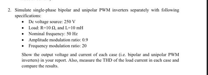 Solved Simulate single-phase bipolar and unipolar PWM | Chegg.com