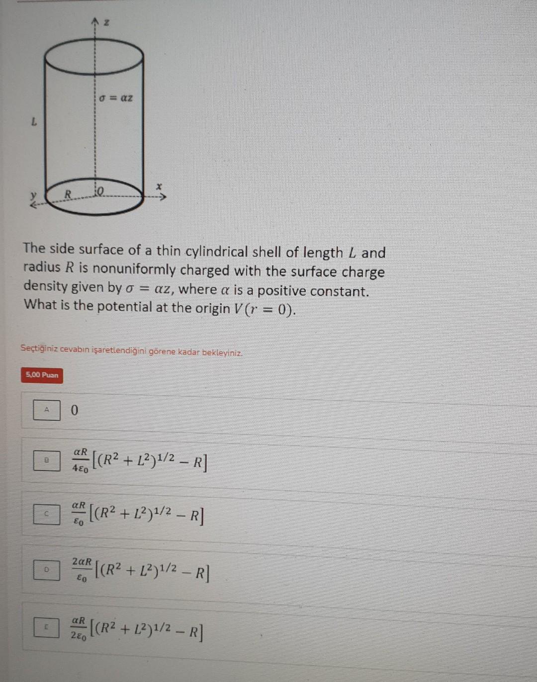 Solved The side surface of a thin cylindrical shell of | Chegg.com