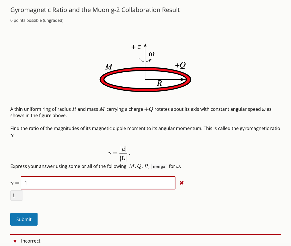 Solved Need help with this problem: Gyromagnetic Ratio and | Chegg.com